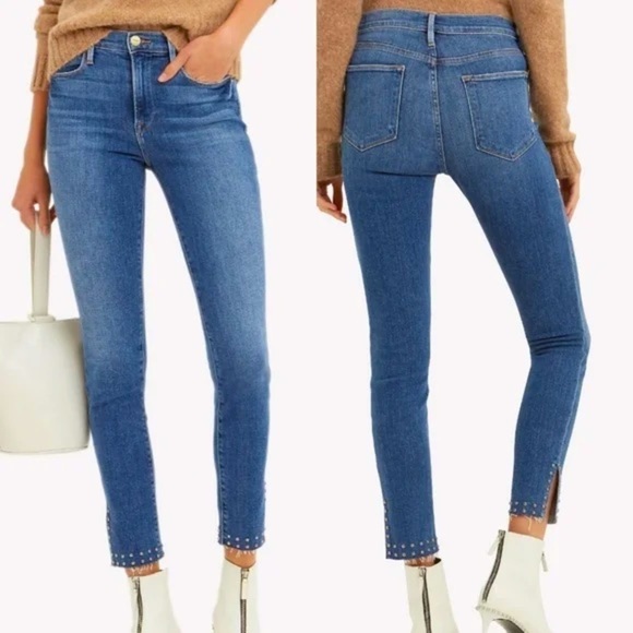 Frame Denim | Jeans | Frame Le High Skinny Slit Studded Jeans Hazelwood ...